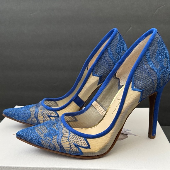 Jessica Simpson | Shoes | Jessica Simpson Blue Lace Heels | Poshmark